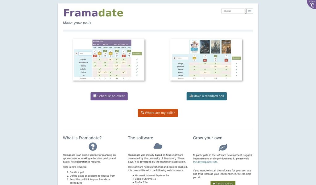Framadate – Trade-Free Directory